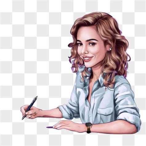 Download Woman Writing At Desk With Blonde Curly Hair Cartoons Online