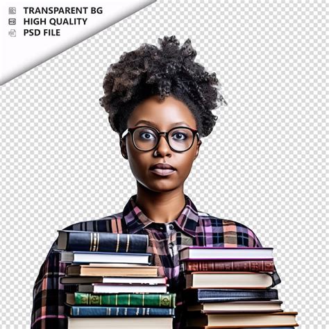 Mujer Bibliotecaria Negra Sobre Fondo Blanco Blanco Aislado Archivo