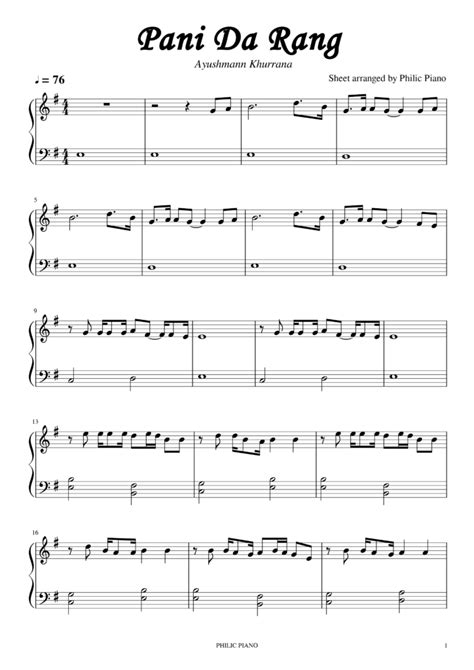Pani Da Rang Piano Notes Sheets MIDI Philic Piano