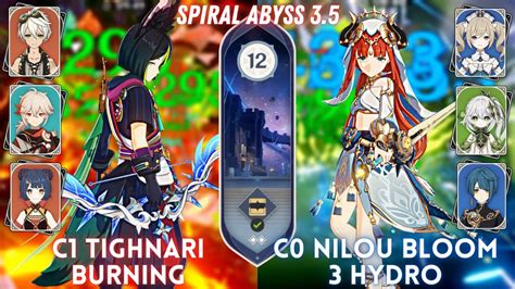 C1 Tighnari Burn C0 Nilou Bloom 3 Hydro Spiral Abyss 3 5 Floor 12