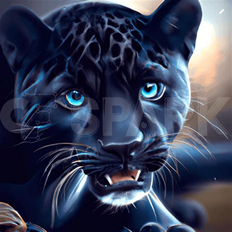 Black Jaguar With Blue Eyes · Creative Fabrica