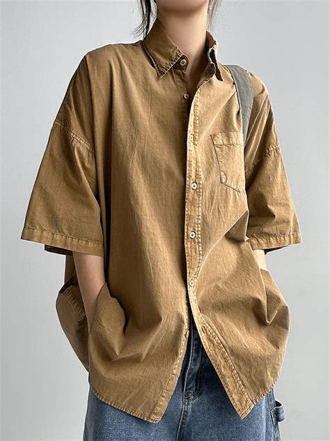 이너니티 당출🚀[2size🤎 Unisex] 더스티 피그먼트 코튼 워싱 오버핏 반팔 셔츠 남방 6color