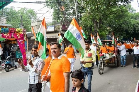 Delhi India 15 May 2023 Large Group Of People During Big Tiranga