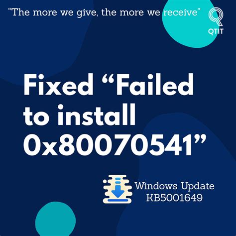 Fixed “failed To Install On Date 0x80070541” When Updated Kb5001649 From Windows Update