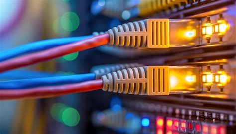 Closeup Of Network Cables Connected To A Server Rack Premium Ai Generated Image