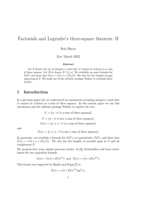 Pdf Factorials And Legendres Three Square Theorem Ii