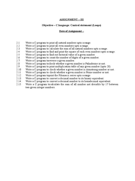 Assignment Iii Programming Lab Pdf Teaching Methods And Materials Computers