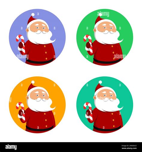Santa Claus With Candy Cane Vector Illustration Stock Vector Image