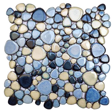 Blujellyfish Blue Porcelain Pebbles Rocks Wall Floor Tile Wayfair