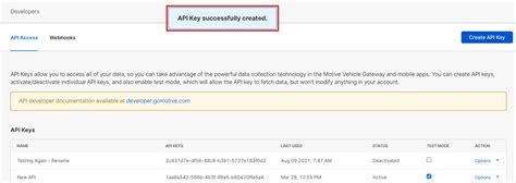 How To Create An API Key Motive Help Center