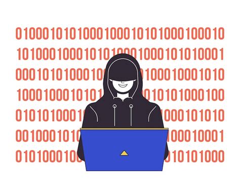Premium Vector Hacker In Hood Coding Flat Line Concept Vector Spot