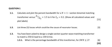 Solved Calculate And Plot The Percent Bandwidth For A Chegg