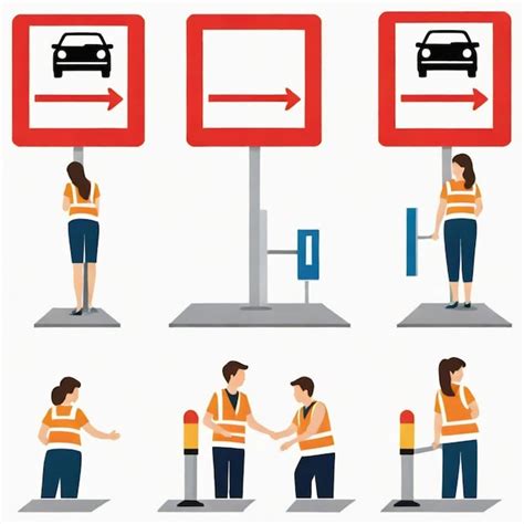 Person Using A High Occupancy Vehicle Lane Sign Cartoon Vector Set