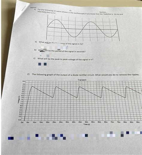 Solved Narne 1 For The Following Sin Wave Shown In Chegg