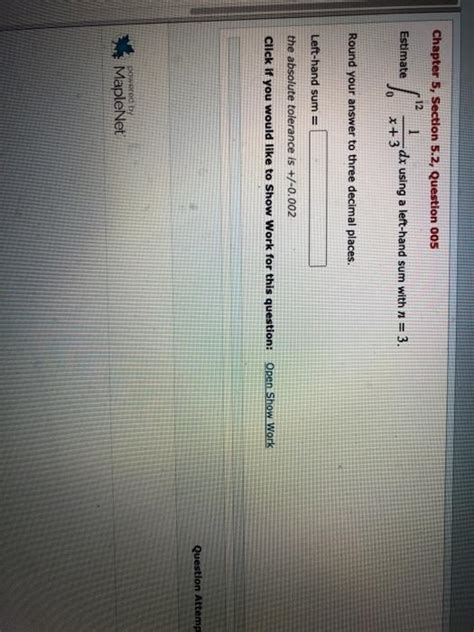Solved Chapter 5 Section 5 2 Question 005 12 1 Estimate Dx Chegg