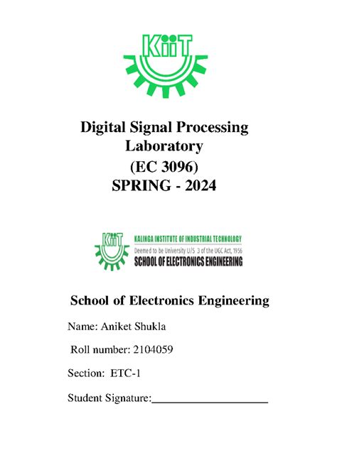 Dsp8 59 Dsp Lab 5 Digital Signal Processing Laboratory Ec 3096