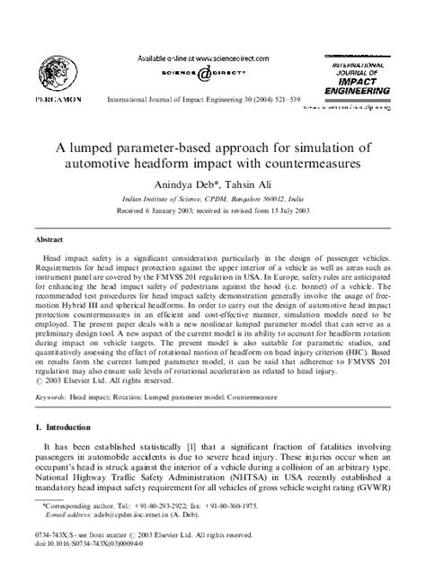 Pdf A Lumped Parameter Based Approach For Simulation Of Automotive