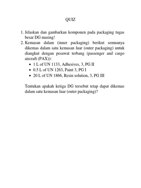Soal Quiz Dangerous Goods 2 Pdf