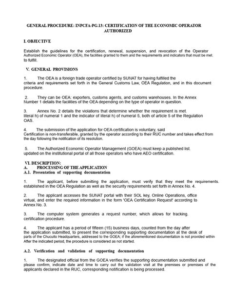 Authorized Economic Operator Certification Pdf Door Verification