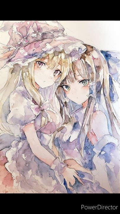 赤魔理沙と青霊夢【イラストメイキング】透明水彩 東方 東方project 描いてみた Drawing 霧雨魔理沙 博麗霊夢