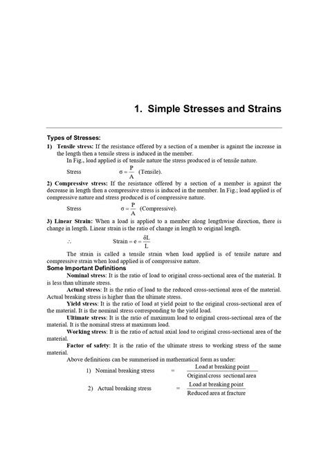 Simple Stresses And Strains Mpsc Civil