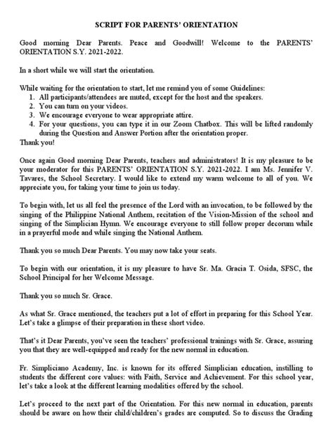 Script For Orientation Pdf Educational Technology