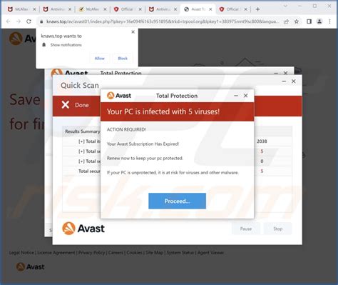 Avast Your Pc Is Infected With 5 Viruses Pop Up Scam Removal And