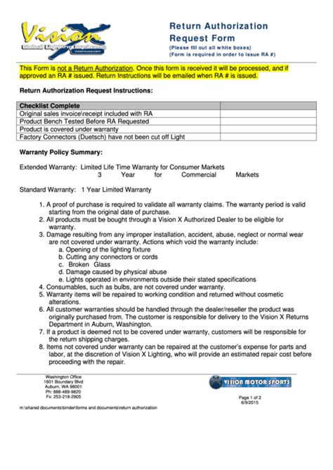 Top 20 Return Authorization Form Templates Free To Download In Pdf Format