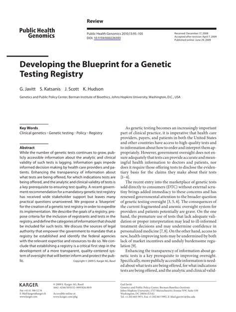Pdf Developing The Blueprint For A Genetic Testing Registry