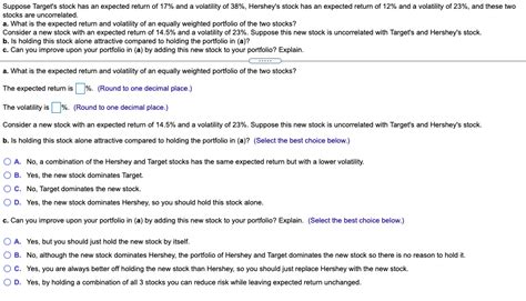 Solved Suppose Targets Stock Has An Expected Return Of 17