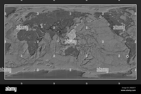 Philippine Sea Tectonic Plate On The Bilevel Elevation Map In The Patterson Cylindrical