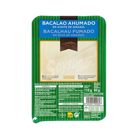 Hacendado Bacalao Ahumado Aceite Girasol Paquete 110 G Escurrido 80 G