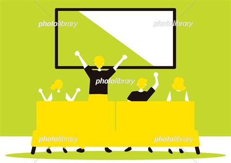 部屋でスポーツ観戦をする人達 イラスト素材 6838110 フォトライブラリー Photolibrary