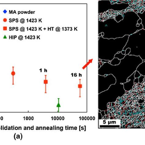 A Dislocations Density According The Cumulated Processing Time At 1423