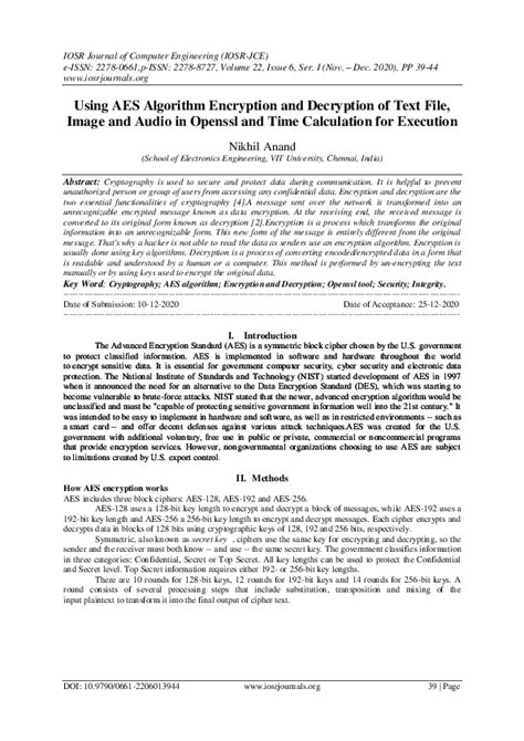 Pdf Using Aes Algorithm Encryption And Decryption Of Text File Image