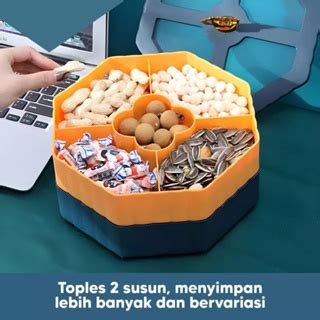 Jual Toples Putar Wadah Makanan Putar Toples Lebaran Rusa Matahari Dua Sekat Toples Hari Raya