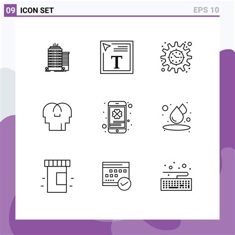 Mobile Interface Outline Set Of 9 Pictograms Of Mobile Head Funding