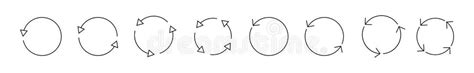 Set Of Circle Arrows Isolated Circular Rotate Arrow And Spinning