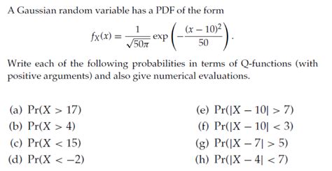 Solved A Gaussian Random Variable Has A PDF Of The Form Chegg