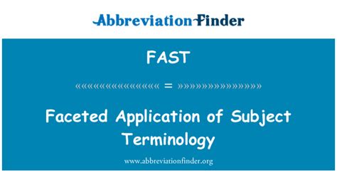 FAST Definition Faceted Application Of Subject Terminology