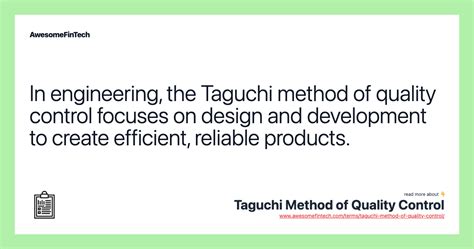 Taguchi Method Of Quality Control Awesomefintech Blog
