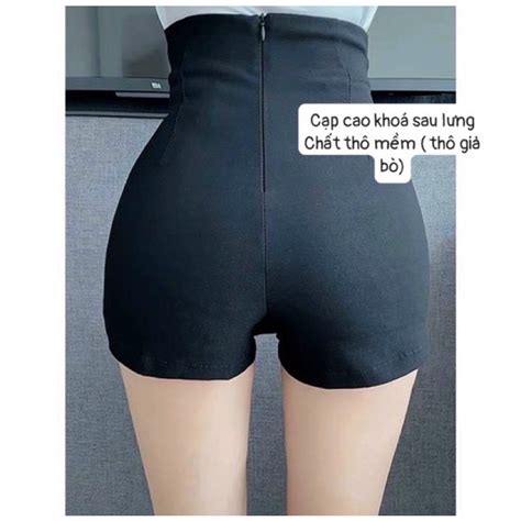 Quần Short Idol Thô Chéo Dáng ôm Cạp Cao Kéo Khoá Sau Lưng Quần Short