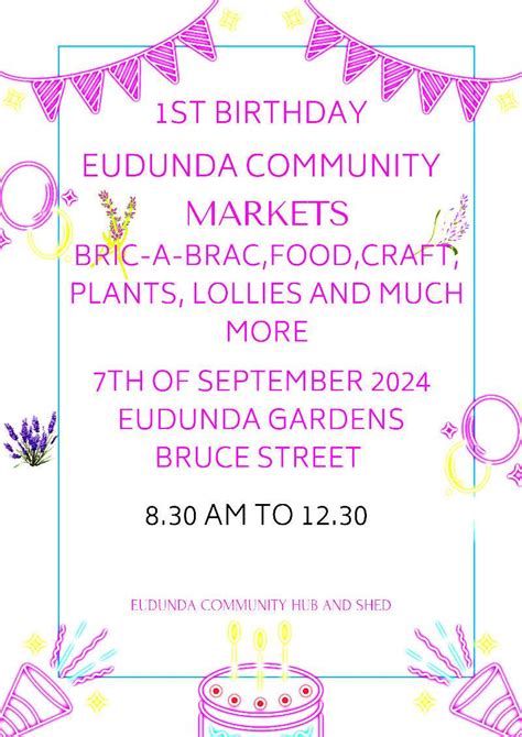 ‘eudunda Community Market Celebrating Their First Birthday On Saturday 7th September 2024