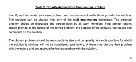 Solved Task C Broadly Defined Civil Engineering Problem
