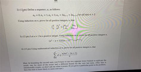 solved 2 12 pts define a sequence a as follows