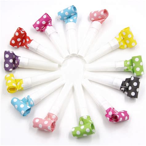 Noise Makers Wrinkle Resistant Colorful Dots Glitter Party Whistles