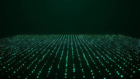 Wave Of Particles Futuristic Dots Pattern On Dark Background Big Data Digital Code Technology
