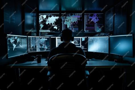 Premium Photo It Professional Sitting In Front Of Many Computer