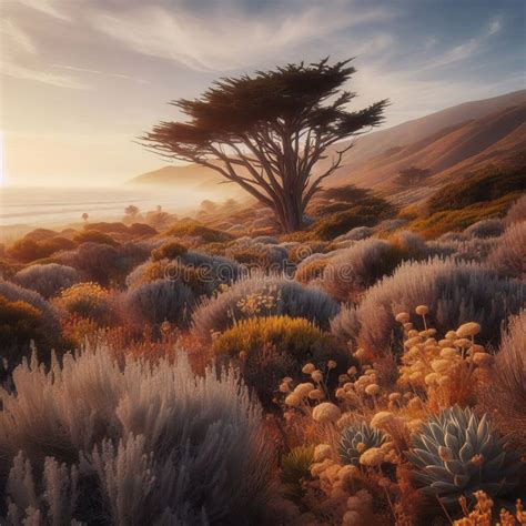 Fragrant Drought Resistant Coastal Sage Scrub Ecosystem Thrives Stock