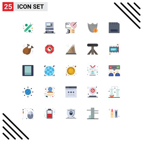 Mobile Interface Flat Color Set Of 25 Pictograms Of Secure Guard Withdraw Shield Tumbs Editable